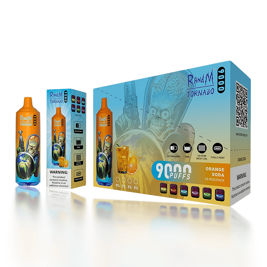 RandM Tornado 9000 9k Puffs Disposable Vape 2% 5% Nicotine 43 Tastes ...