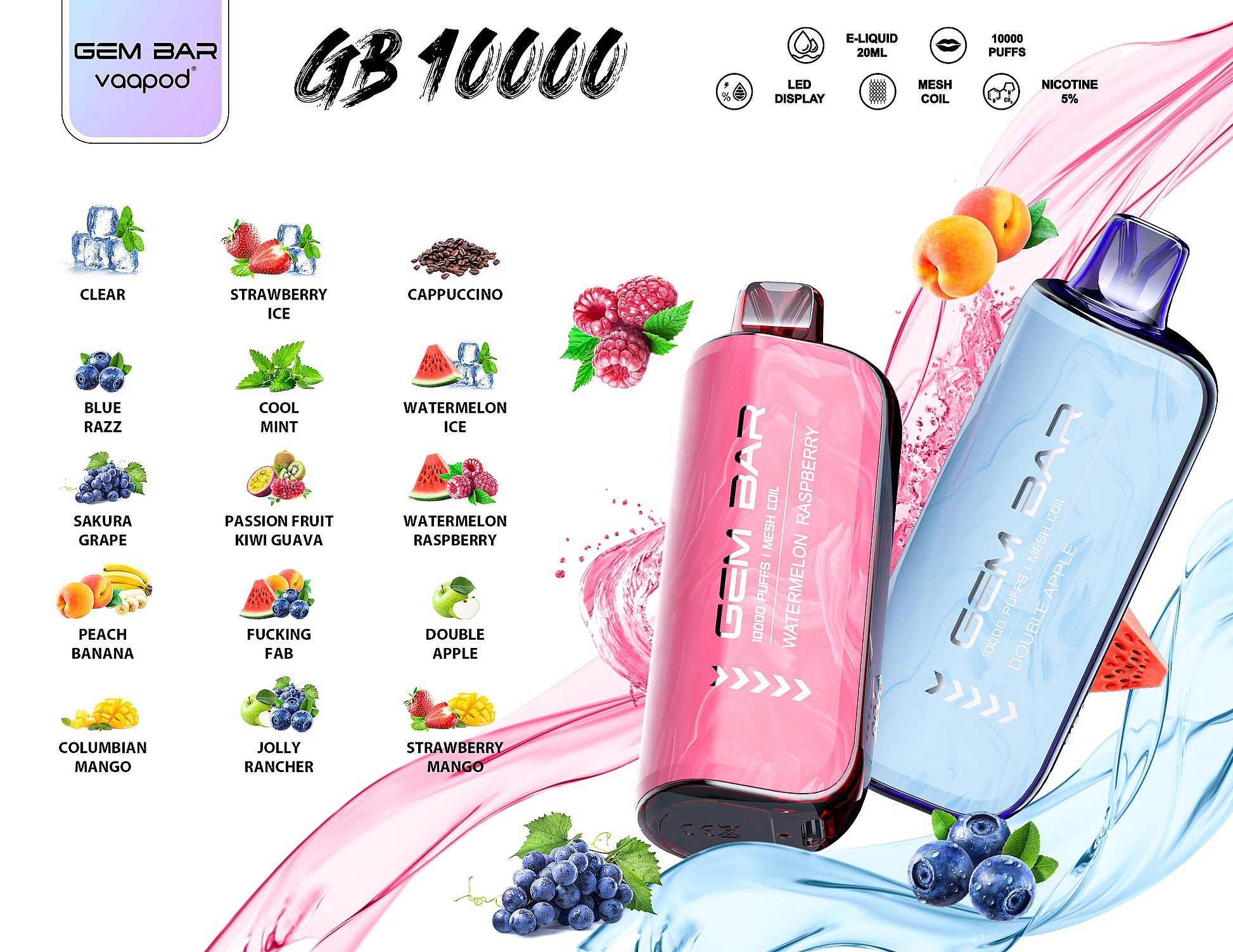 GEM BAR 10000 Puffs E Cigarrillo Pluma Vape Desechable Al Por Mayor ...