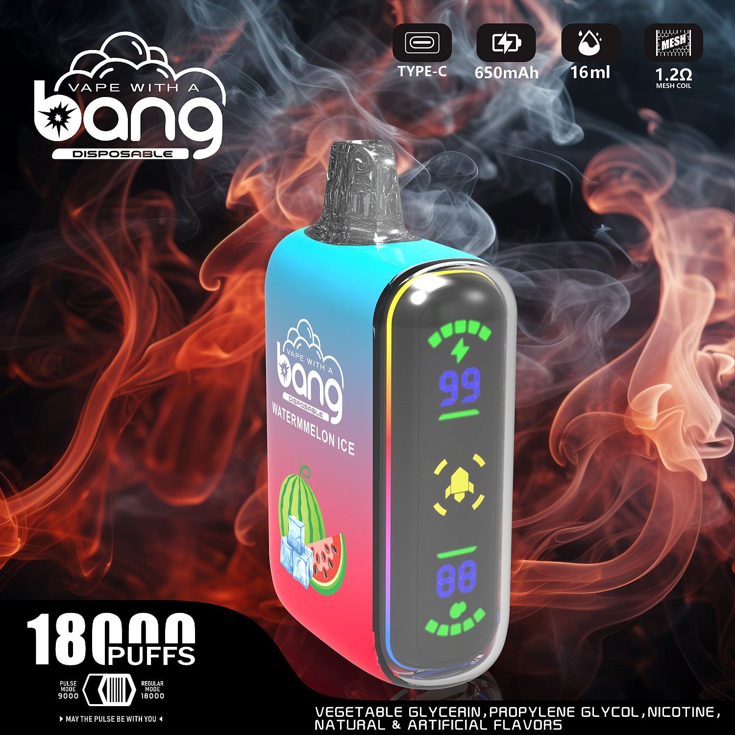 Bang Rocket 18000 18k Puffs Disposable Vape 0% 2% 3% 5% Nicotine 12 ...