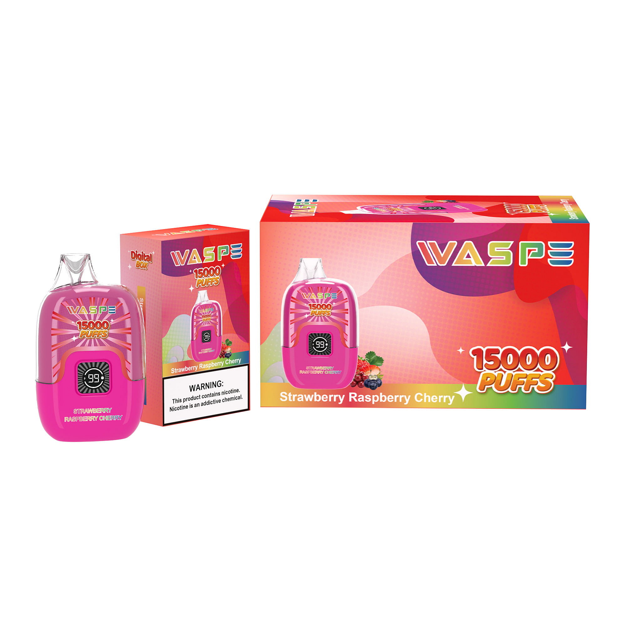 WASPE Digital Box 15000 15k Puffs Disposable Vape 0% 2% 3% 5% Nicotin ...