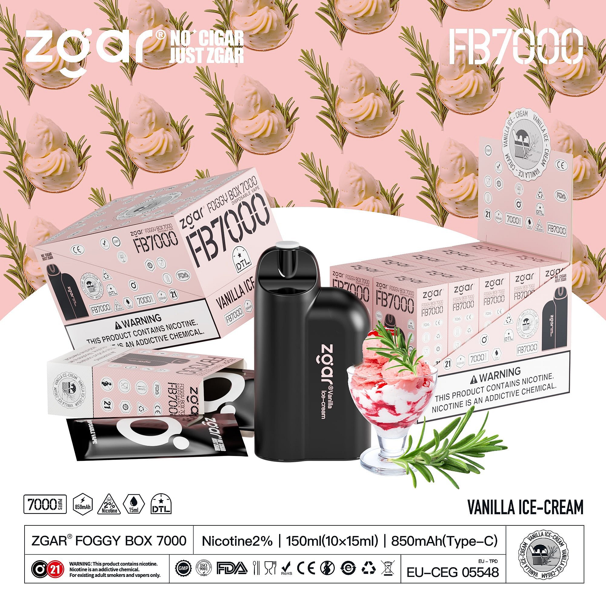 ZGAR FOGGY BOX 7000 Puffs Disposable Vape 2% Nicotin 20Tastes ...