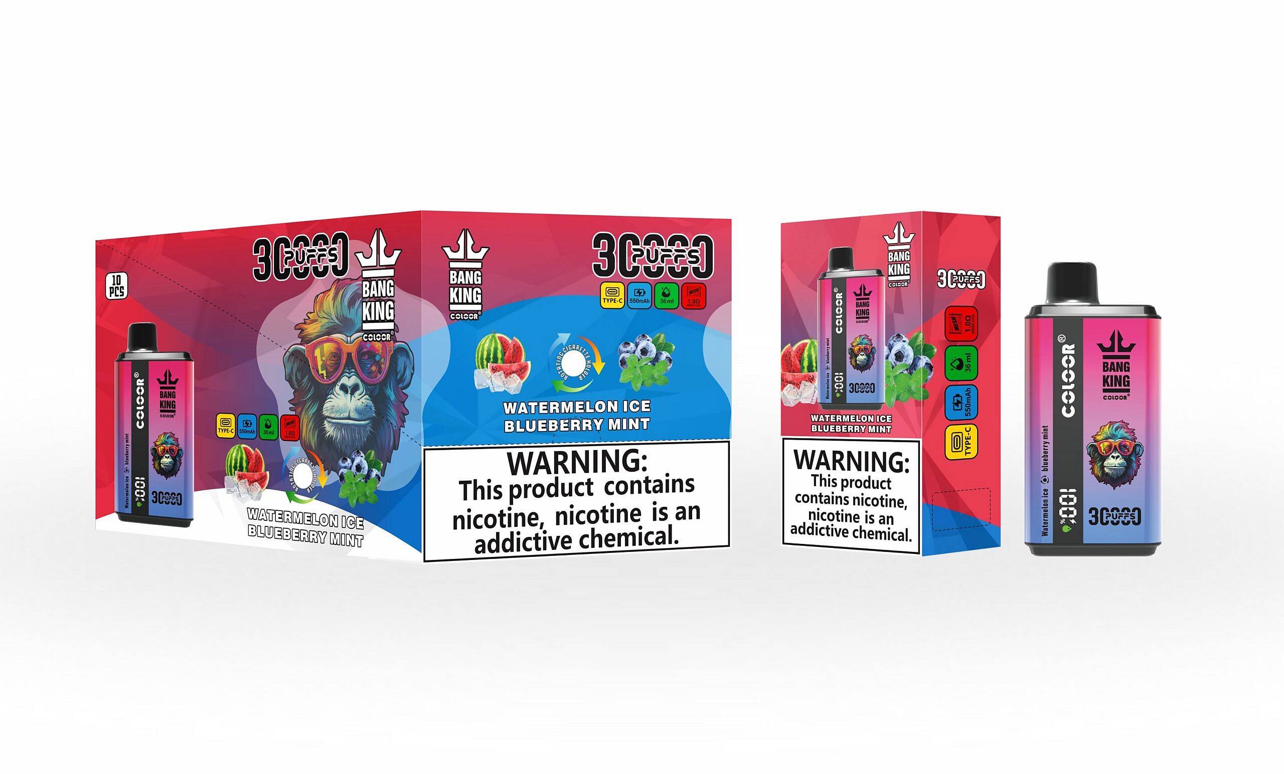 Bang King 30000 30k Puffs Doppelter Geschmack Einweg-Vape 0% 2% 3% 5% ...