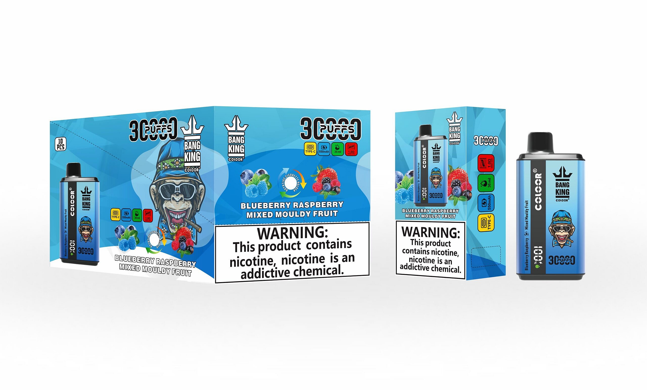 Bang King 30000 30k Puffs Doppelter Geschmack Einweg-Vape 0% 2% 3% 5% ...