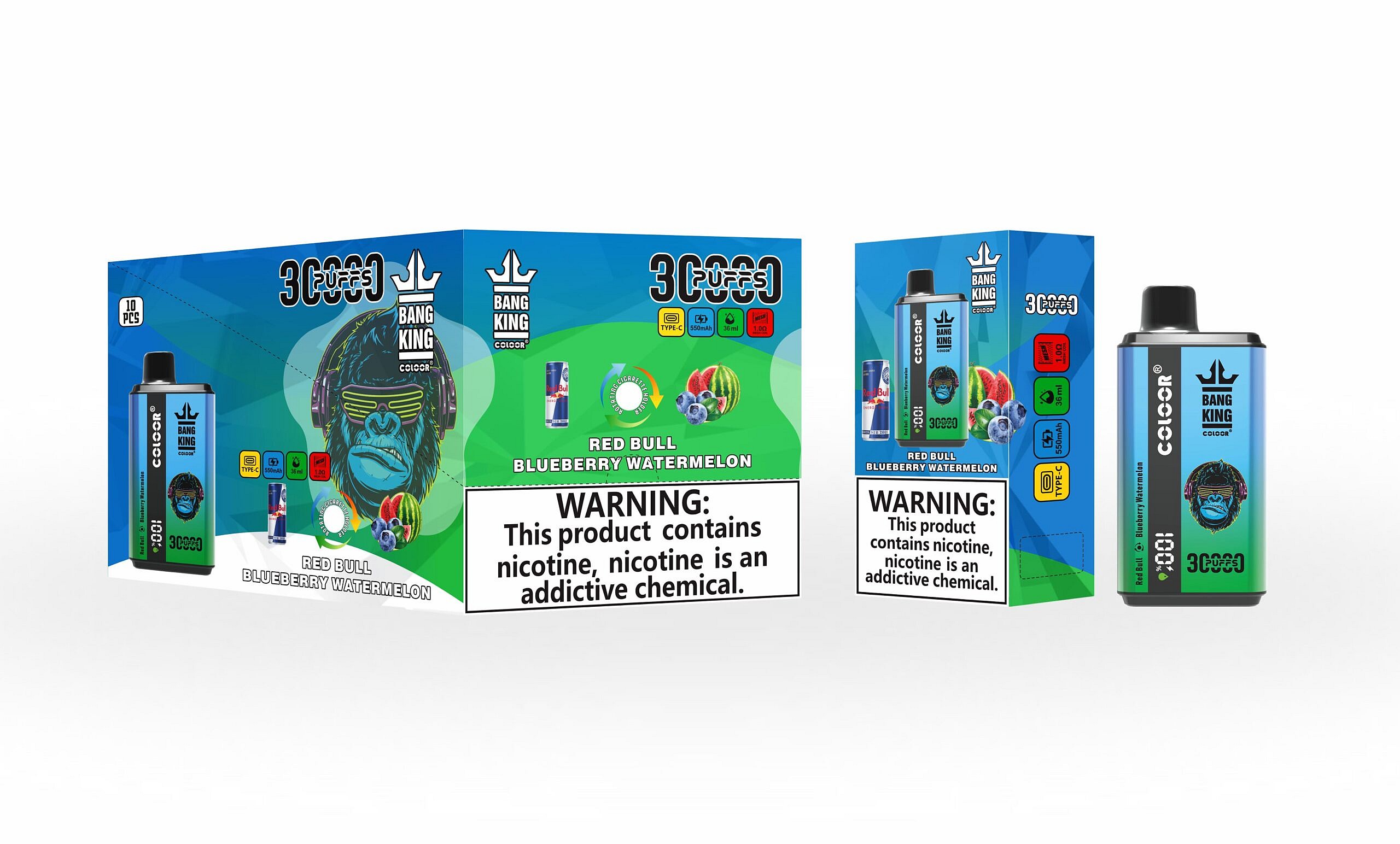 Bang King 30000 30k Puffs Vape desechable de doble sabor 0% 2% 3% 5% ...