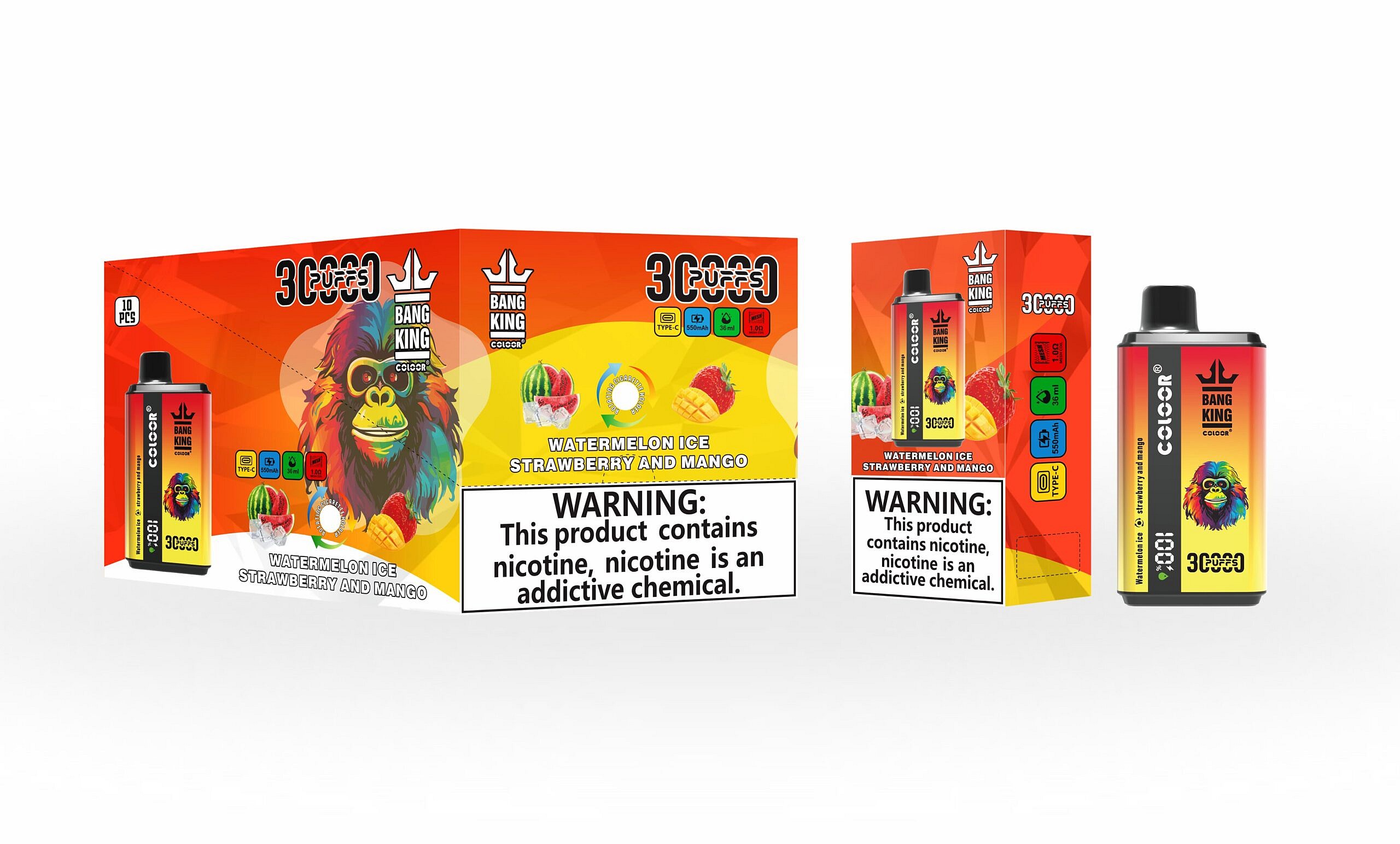 Bang King 30000 30k Puffs Doppelter Geschmack Einweg-Vape 0% 2% 3% 5% ...