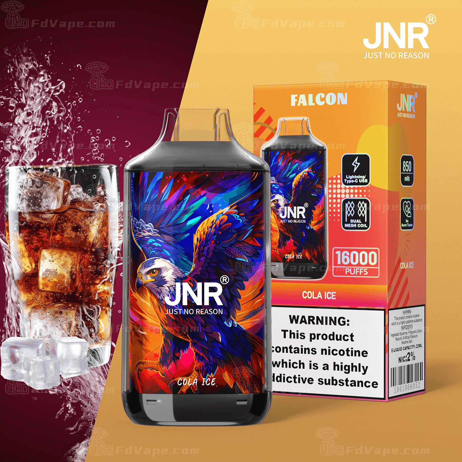 JNR Falcon 16000 16k Puffs Pod Vape jetable 0% 2% 5% Nicotine 29Tastes ...