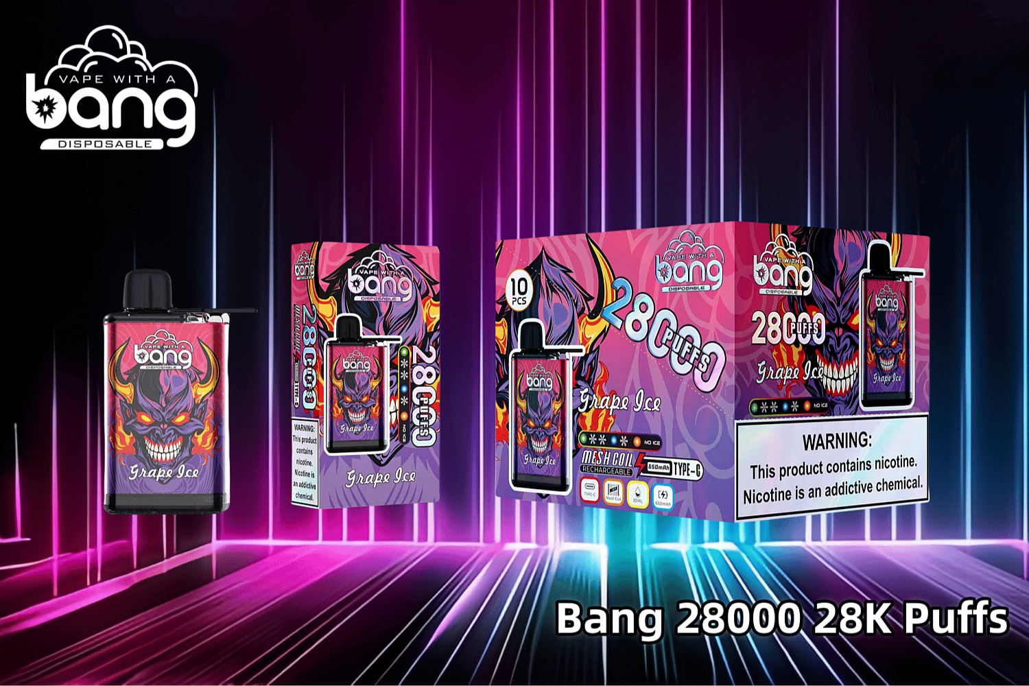 Bang 28000 28K Puffs Livello di ghiaccio regolabile Vape monouso 0% 2% ...