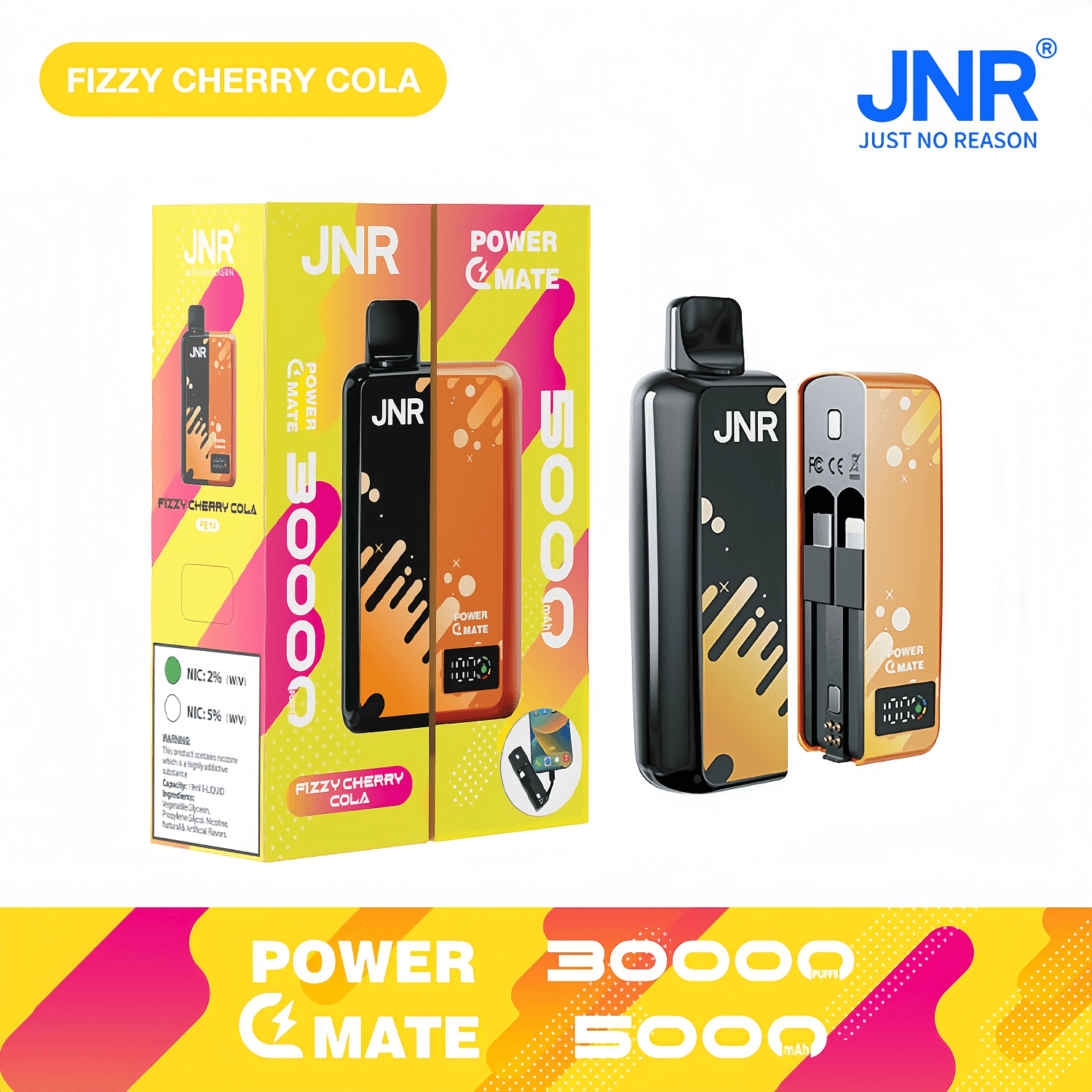 JNR Power Mate 30000 30k Puffs Vape jetable 2% Nicotine 10 goûts Écran ...