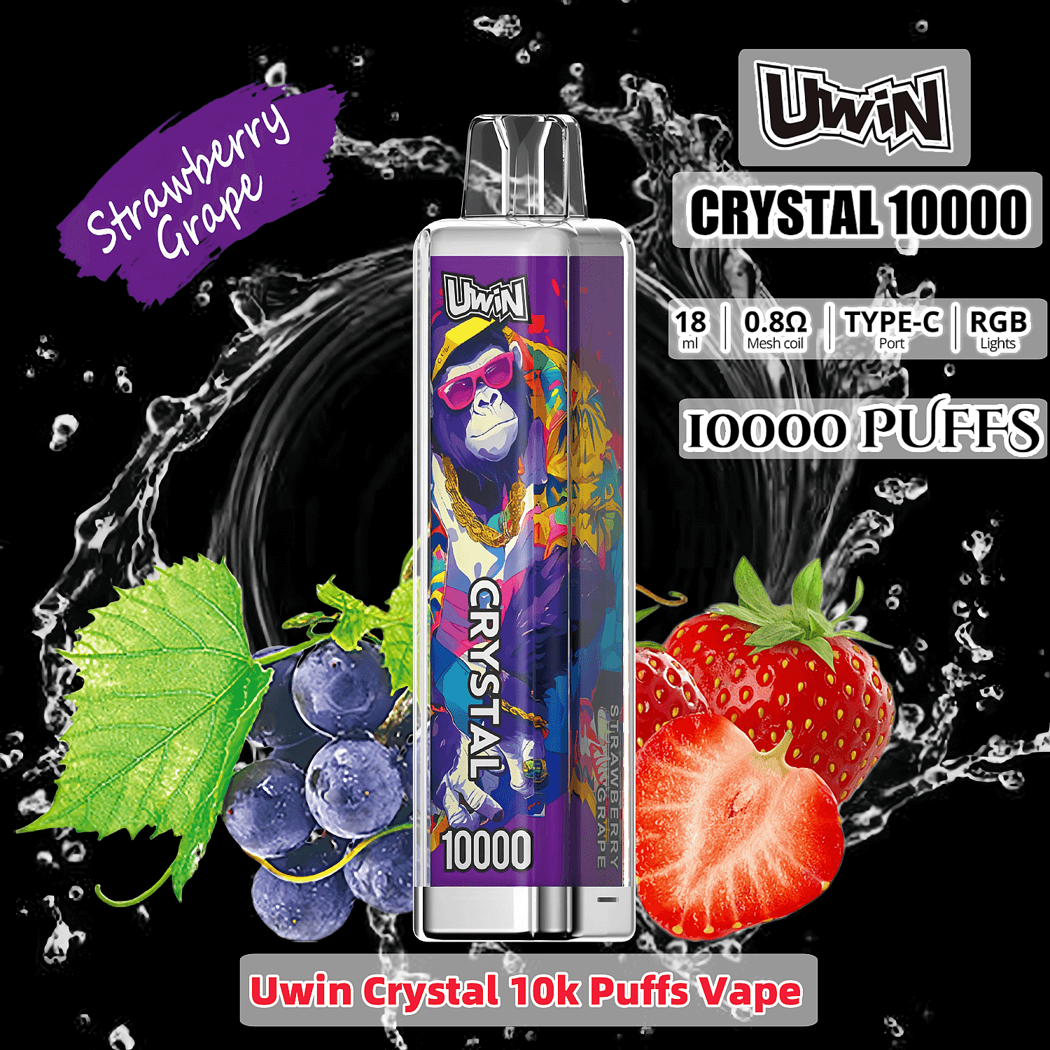 Uwin Crystal 10000 10K Puffs Disposable Vape 0% 2% 3% 5% Nicotine ...
