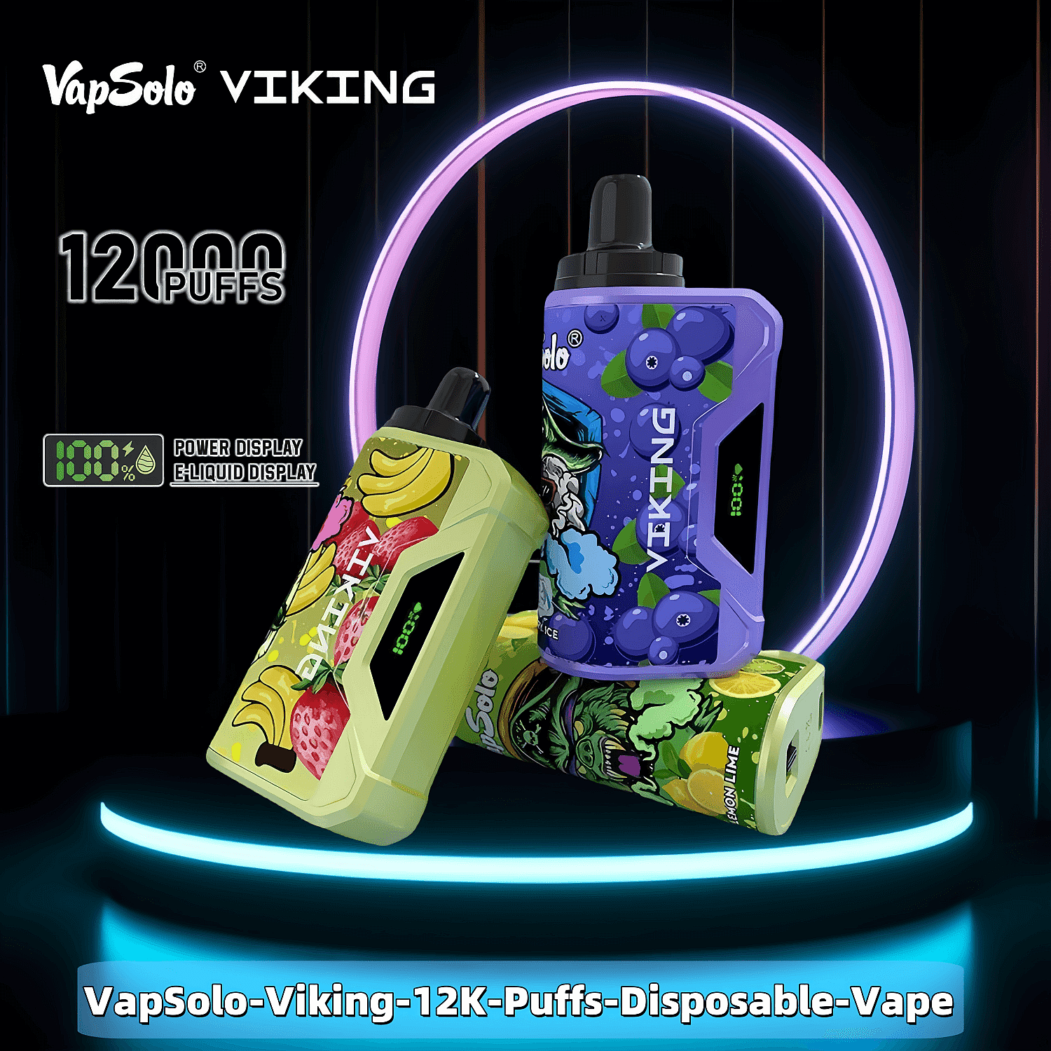 VapSolo Viking 12000 12K Puffs Einweg-Vape 2% 5% Nikotin 15 Geschmacksrichtungen Einstellbarer ...