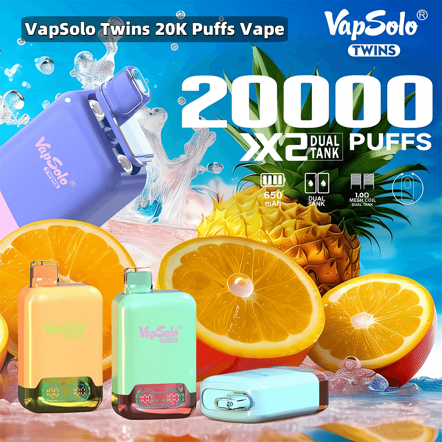 Vapsolo Twins 20000 20K Puffs Double Flavor Disposable Vape 2% 5% ...