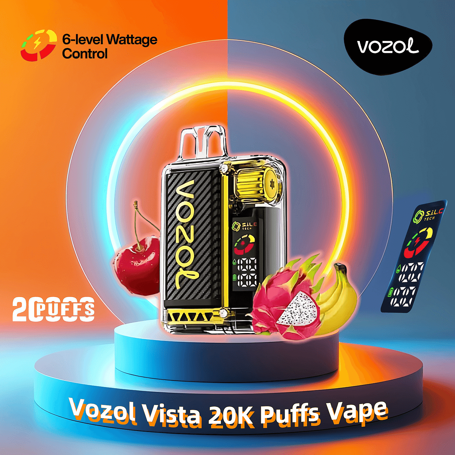Vozol Vista 20000 20K Puffs Disposable Vape Pen Dual Mesh 5% Nicotine ...