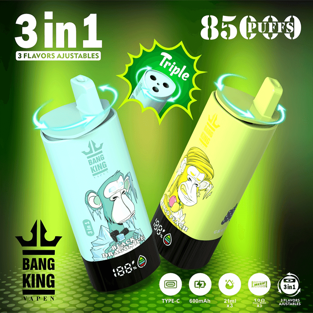 Bang King Triple 85000 85K Puffs Einweg-Vape-Pen 3-in-1-Aromen 0% 2% 3% ...