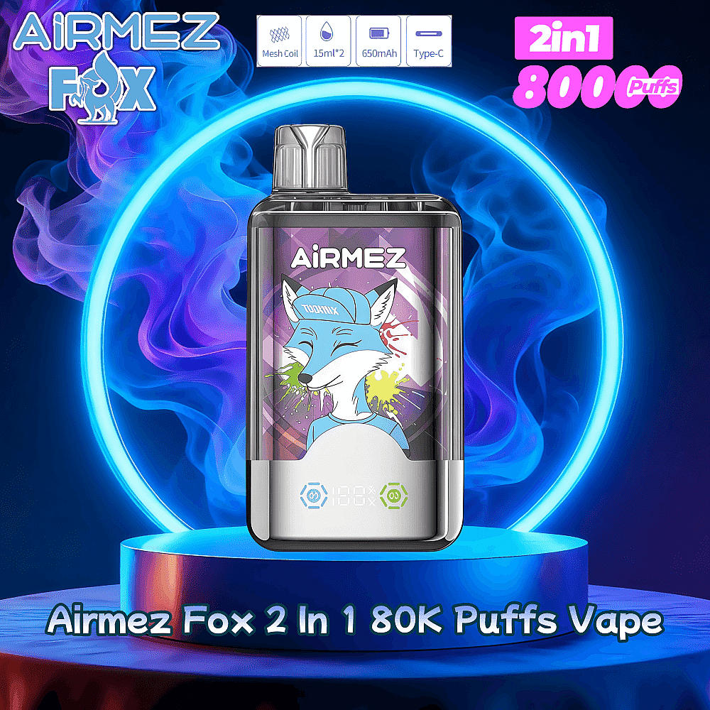 Airmez Fox 2 In 1 80000 80K Puffs Dual Flavors Disposable Vape 0% 2% 3% ...