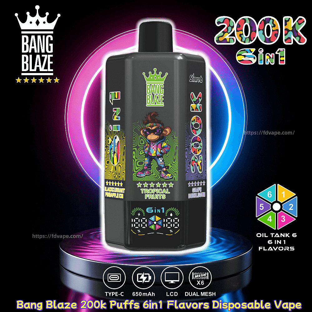 Bang Blaze 200000 200K Puffs 6 in 1 Flavors Disposable Vape 0% 2% 3% 5% ...