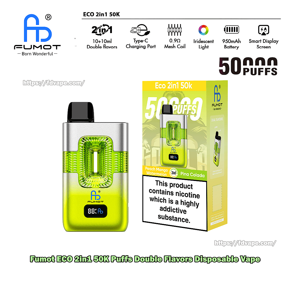Fumot ECO 2in1 50000 50K Puffs Double Flavors Disponibel Vape 2% 3% 5% ...