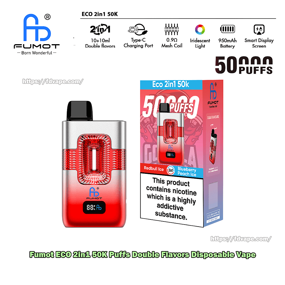 Fumot ECO 2in1 50000 50K Puffs Double Flavors Disposable Vape 2% 3% 5% ...
