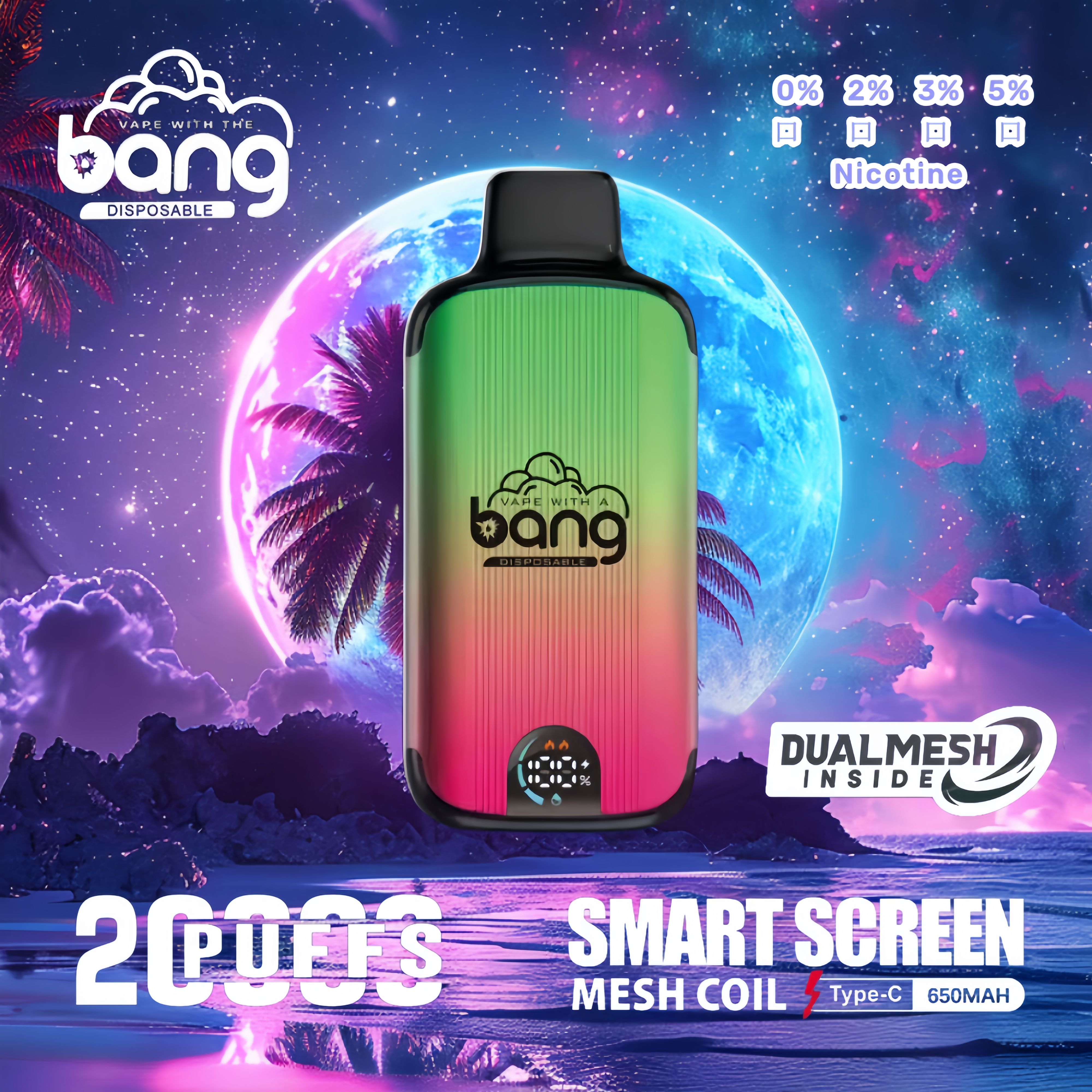 Bang 20000 20k Puffs Disposable Vape 0% 2% 3% 5% Nicotine 15Tastes LED ...