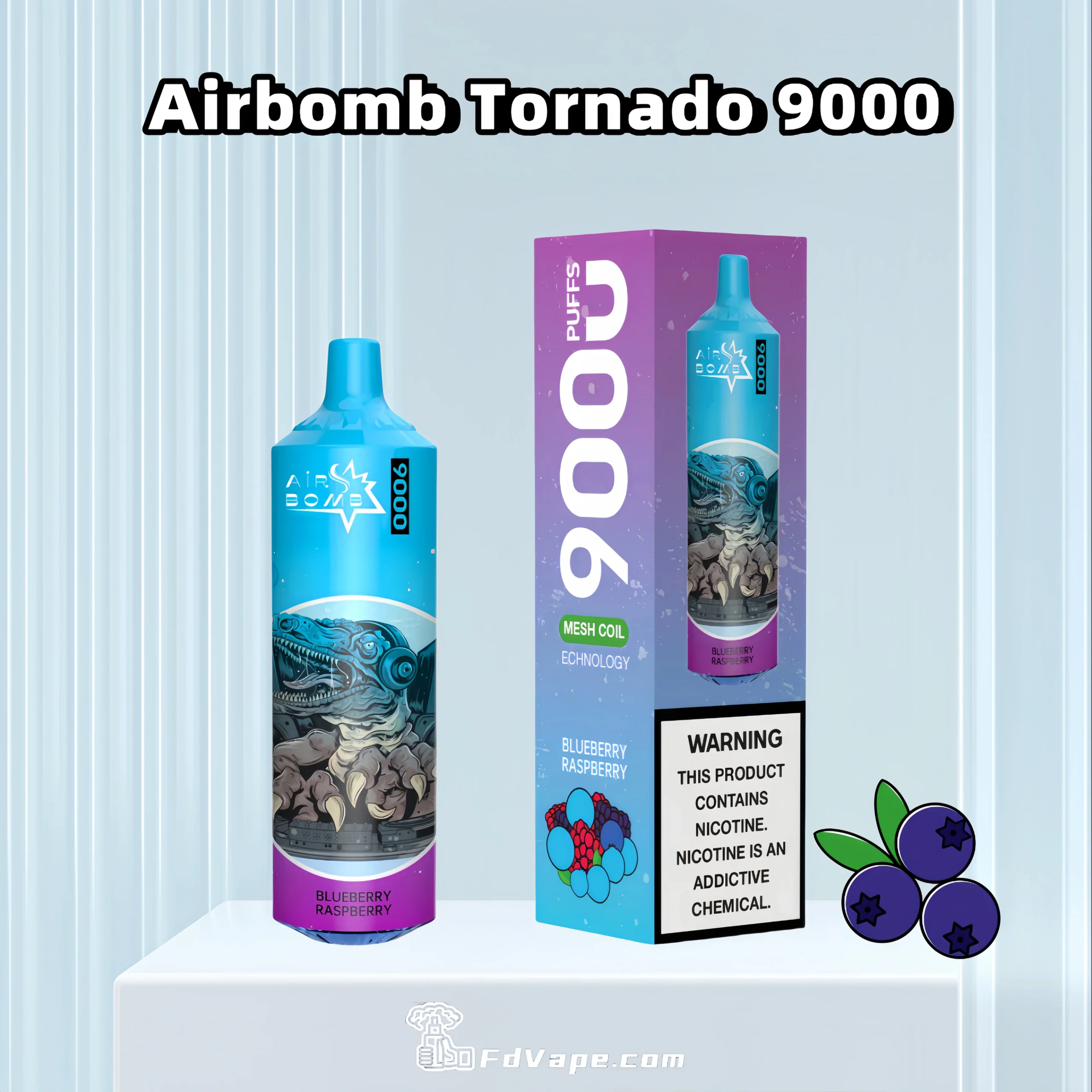 Airbomb Tornado 9000 Puffs Disposable Vape 0% 2% 3% 5% Nicotine 10 ...