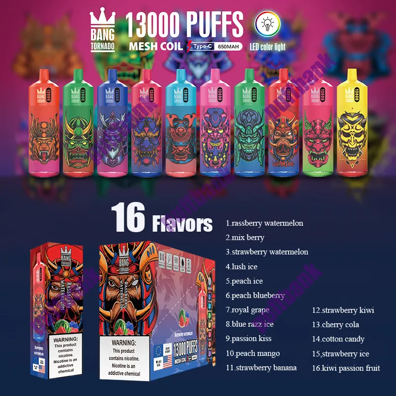 Bang Tornado 13k Puffs è un pod monouso ricaricabile disponibile nelle ...