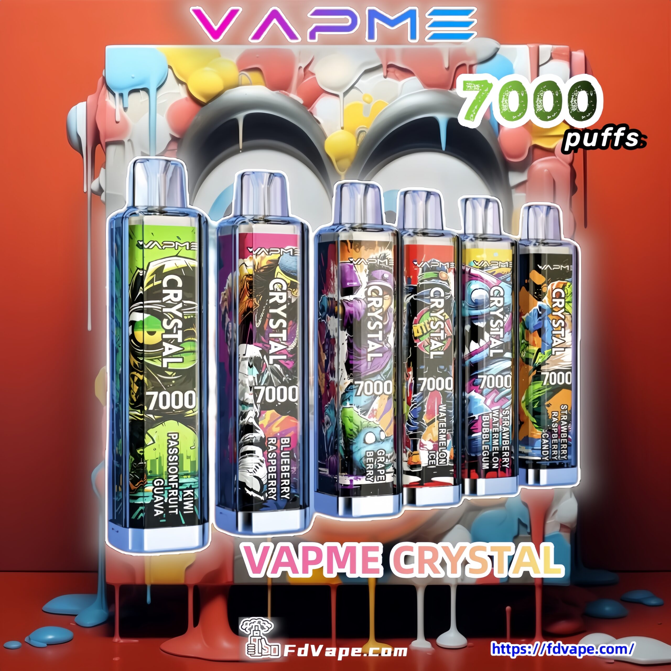 VAPME CRYSTAL 7000 7k Puffs Disposable Vape 0% 2% 3% 5% Nicotin ...