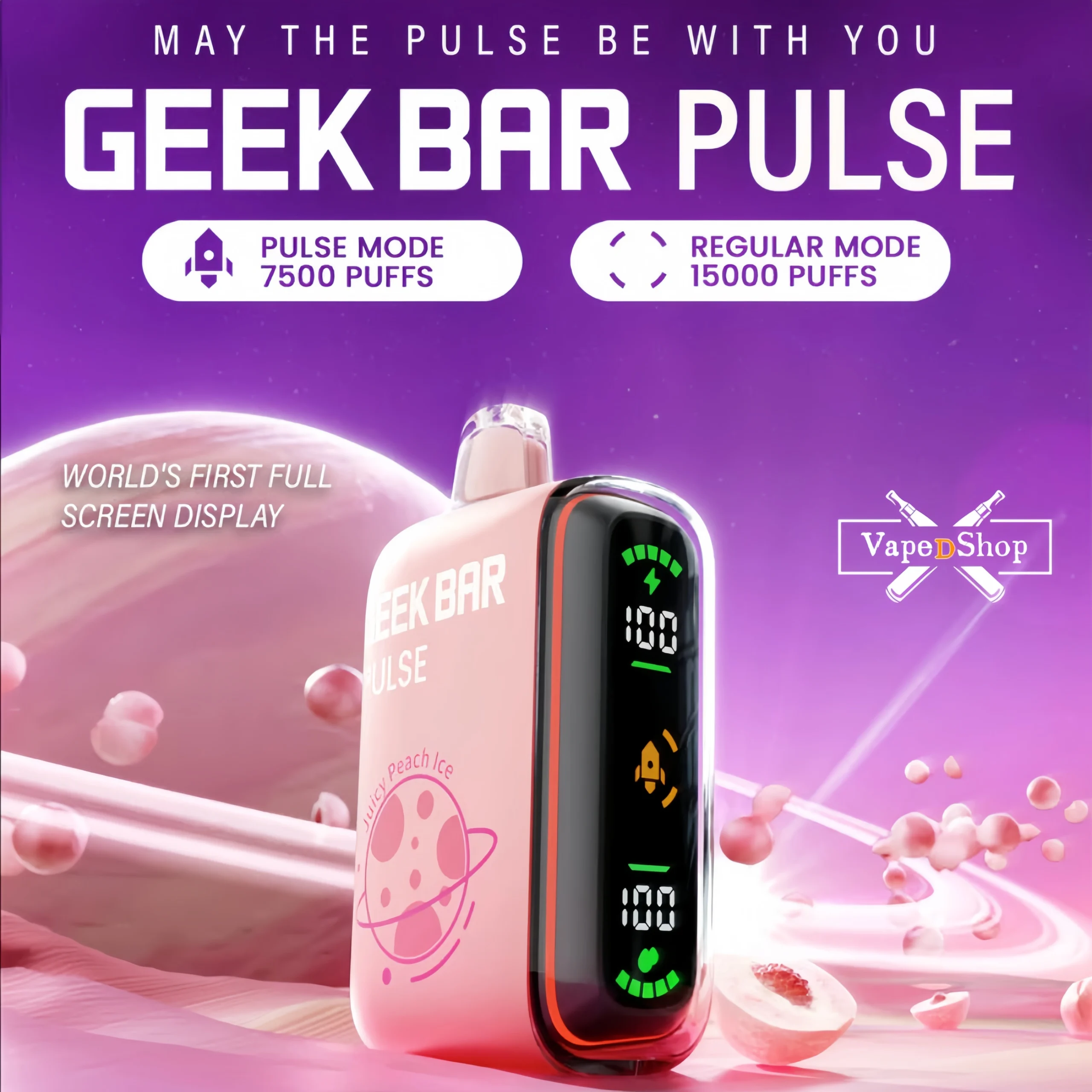 GEEK BAR PULSE 15000 15k Puffs Disposable Vape 5% Nicotine 35Tastes LED ...