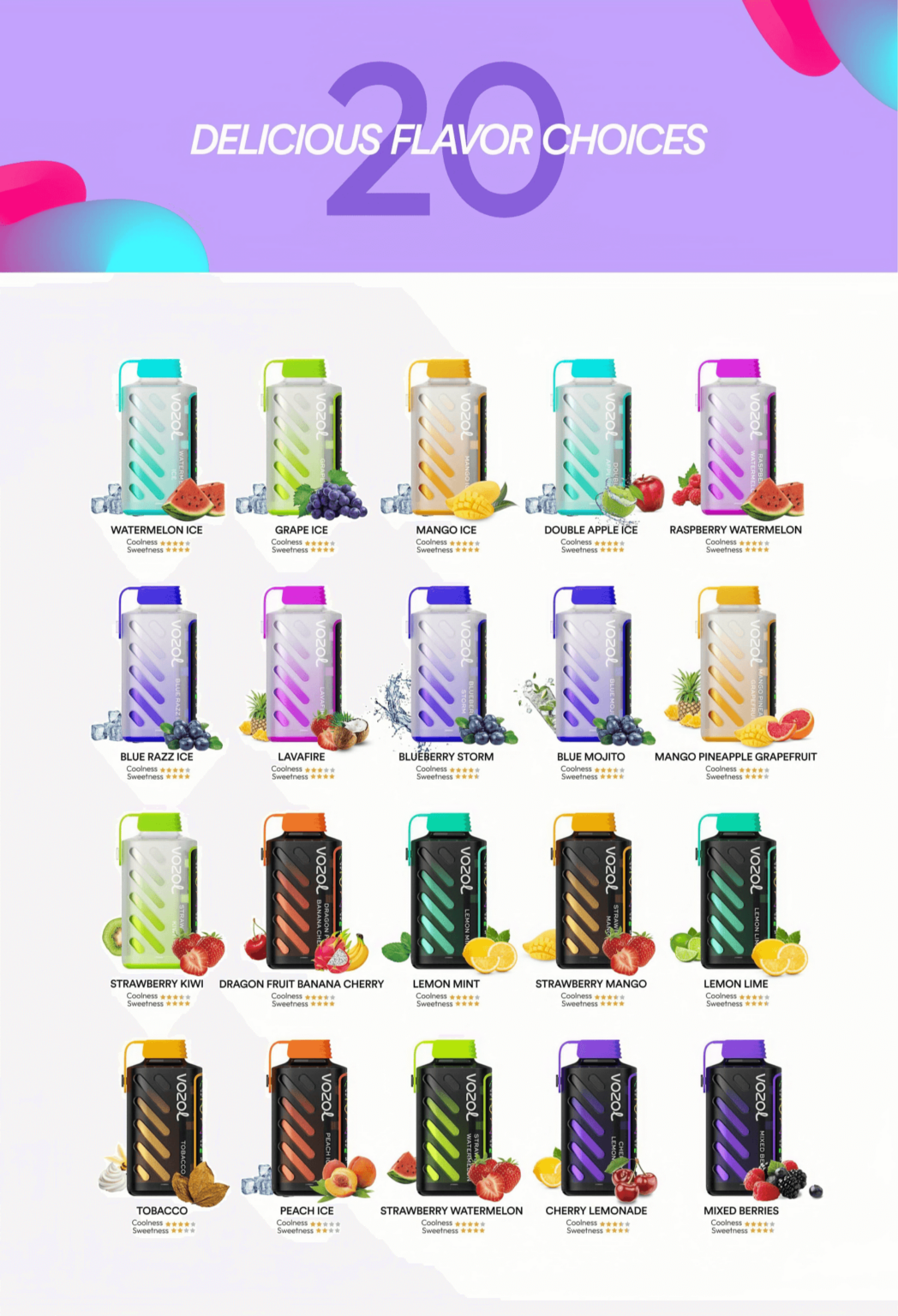 VOZOL Gear Power 20k 20000 Puffs Dual Mode Einweg-Vape 5% Nikotin ...